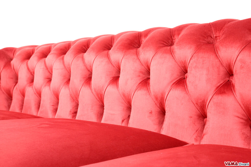 Red Velvet Chesterfield Sofa on offer and ready for delivery - VAMA Divani